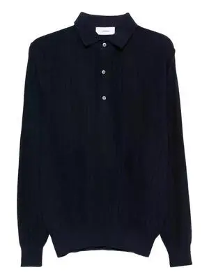 LARDINI Ribbed Polo Shirt - Blue
