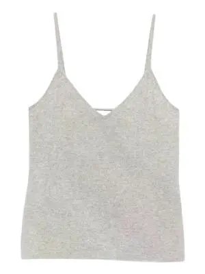 Eric Bompard Strappy V-Neck Knit Top Grey