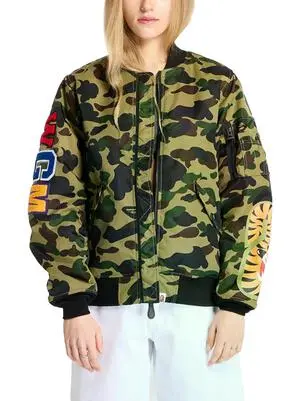 A BATHING APE Zip-up Bomber Jacket - Green