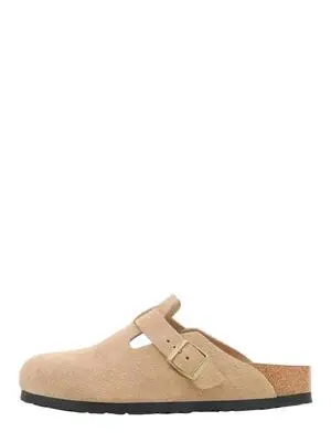 BIRKENSTOCK Boston Suede Metal-buckle Slippers - Neutrals