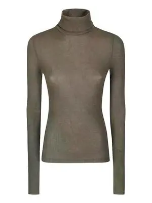 SAMSOE SAMSOE Ribbed High Neck Top - Green