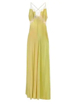 Alberta Ferretti Lace-trim Maxi Dress - Yellow