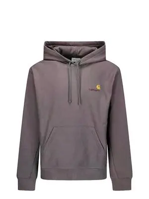 Carhartt Work In Progress Hooded Sweatshirt With Logo And Kangaroo Pocket - Grey