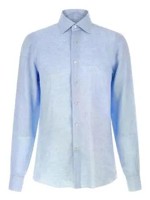BORRIELLO NAPOLI Buttoned Linen Shirt - Blue