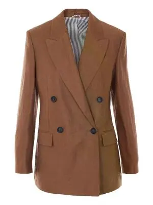 BRUNELLO CUCINELLI Double-Breasted V-Neck Jacket