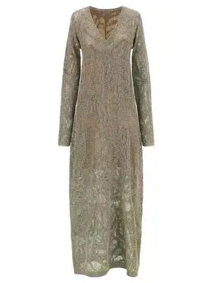 Brunello Cucinelli Sequin-embellished Knitted Dress - Neutrals
