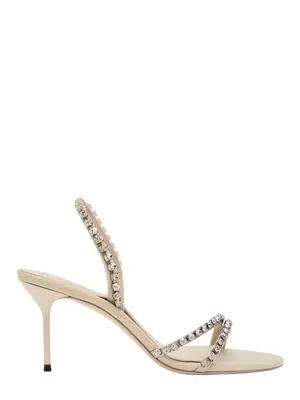 Paris Texas Lidia 70 Crystal-embellished Crepe Sandals - Ivory