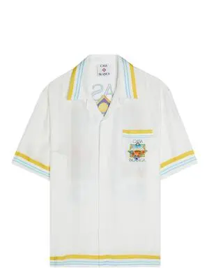 Casablanca Tennis Landscape Printed Silk Shirt - Blue