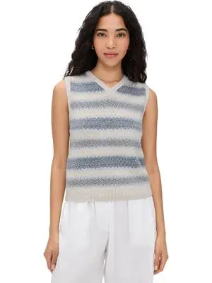 Vince Fair Isle Knit Vest - Pale Tide Combo