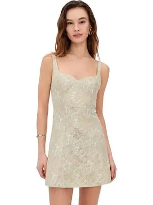 Alice + Olivia Eve Sweetheart Mini Dress - Off White/sage
