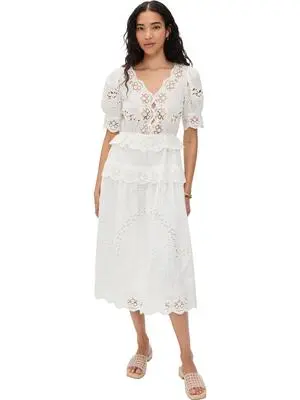 Sea Sofia Embroidered Midi Dress - Cream