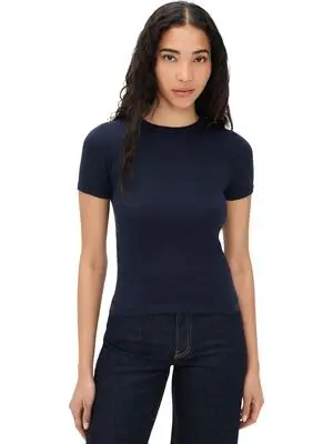 Enza Costa Supima Cotton Short Sleeve Tee - Dark Navy