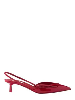 Prada Patent Leather Slingback Pumps With Bow Detailing - Red