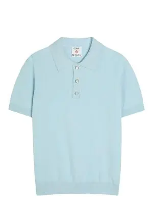 Casablanca Logo-monogrammed Cotton-blend Polo Shirt - Light Blue