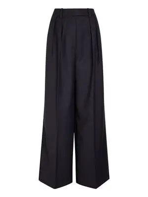 ANINE BING Lou Wide-leg Woven Trousers - Navy