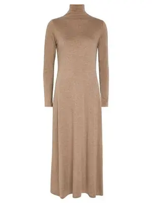 VINCE Funnel-Neck Jersey Midi Dress