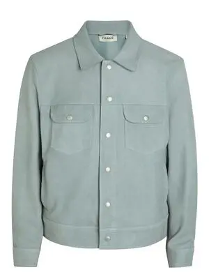 FRAME Suede Trucker Jacket - Light Blue