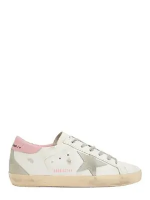GOLDEN GOOSE Super-star Distressed Leather Sneakers - White And Pink