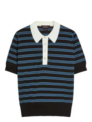 WALES BONNER Breeze Merino Wool Polo Shirt - Multicoloured 1