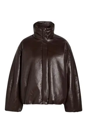 ANINE BING Cyrus Padded Leather-blend Jacket - Dark Brown