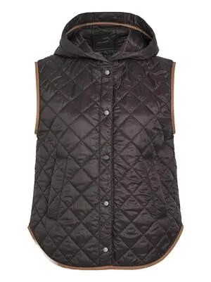 Brunello Cucinelli Quilted Hooded Nylon Gilet - Dark Brown
