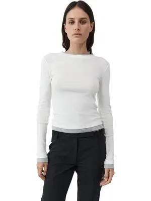 ST AGNI Organic Cotton Layered Long Sleeve Top - White
