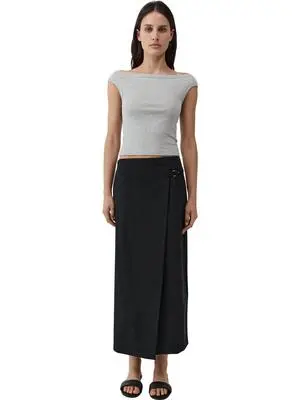 ST AGNI Tailored Wrap Skirt - Black