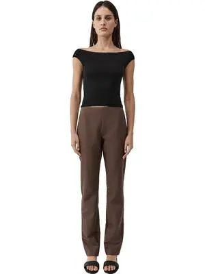 ST AGNI Silk Canvas 90s Minimal Trousers - Mud