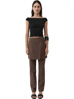 ST. AGNI Silk Canvas Wrap Skirt - Mud