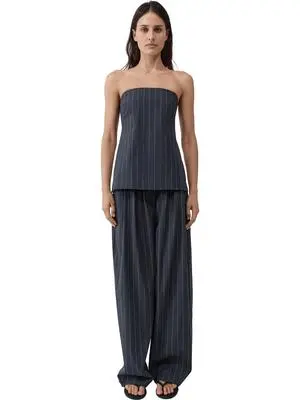 ST AGNI Stripe Relaxed Pleat Pants