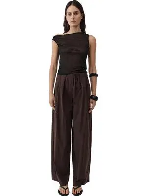 ST AGNI Relaxed Pleat Pants - Bark