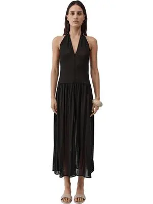 ST AGNI Fluid Jersey Halter Dress - Black