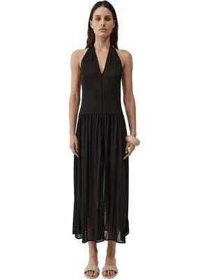 ST AGNI Fluid Jersey Halter Dress - Black