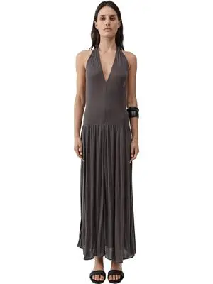 ST AGNI Fluid Jersey Halter Dress - Soot