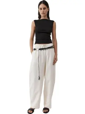ST AGNI Fine Drawstring Relaxed Pants - Ivory