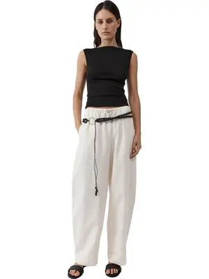 ST AGNI Fine Drawstring Relaxed Pants - Ivory