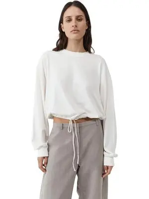 ST AGNI Drawstring Long Sleeve Top - Off White