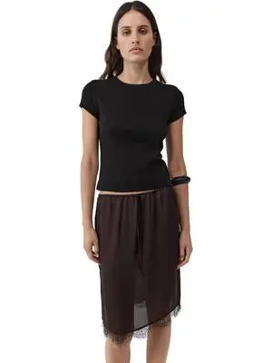 ST. AGNI Fine Lace Skirt - Bark