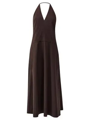 ST AGNI Halter Plunge Dress - Bark