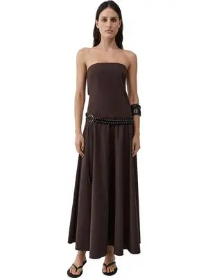 ST AGNI Strapless Rouleau Dress - Bark