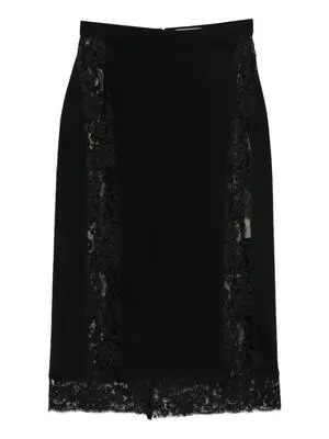 Elie Saab Lace-trimmed Midi Skirt - Black