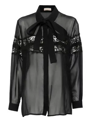 Elie Saab Lace Bow Shirt - Black