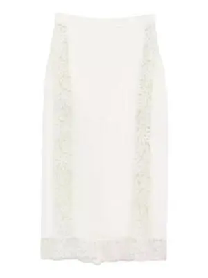 Elie Saab Lace Trim Midi Skirt - White