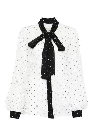 Elie Saab Polka-dot Bow Shirt - White