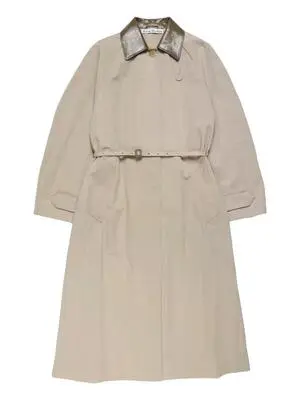 Acne Studios Belted Leather-collar Coat - Neutrals
