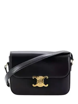Celine Triomphe Smooth Calfskin Medium Shoulder Bag - Black