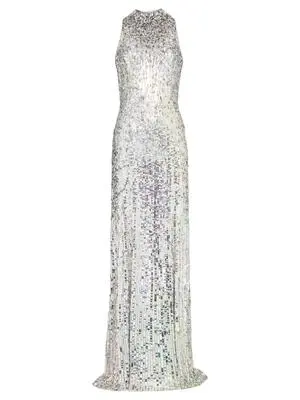 Jenny Packham Sequin-embellished Maxi Dress - Grey