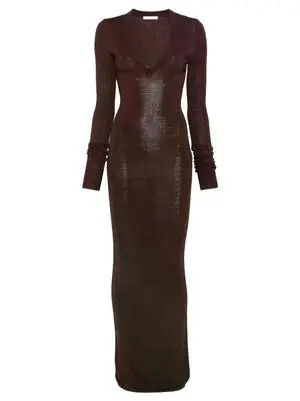 ENTIRE STUDIOS V-neck Long-sleeve Dress - Brown