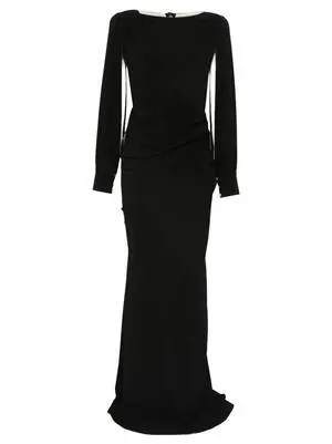 Elisabetta Franchi Backless Long-sleeve Dress - Black