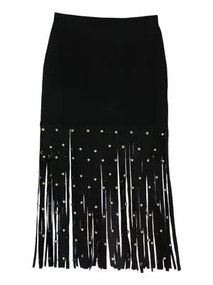Simkhai Fringed Embellished Midi Skirt - Black
